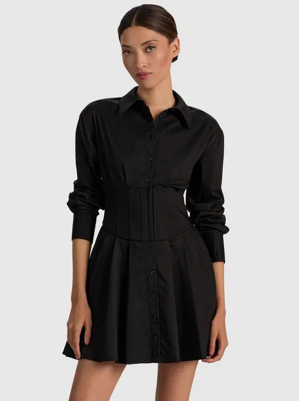 Alice + Olivia Edie Corset Button Down Mini Dress