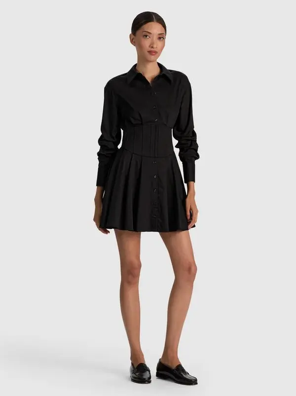 Alice + Olivia Edie Corset Button Down Mini Dress