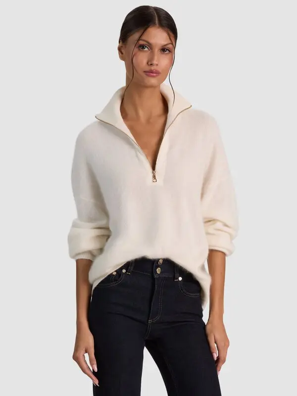 Alice + Olivia Toby Cashmere Quarter Zip