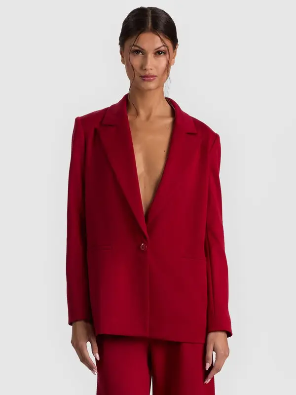 Alice + Olivia Denny Boyfriend Blazer - Garnet