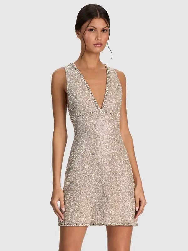 Alice + Olivia Mandy Embelished Mini Dress