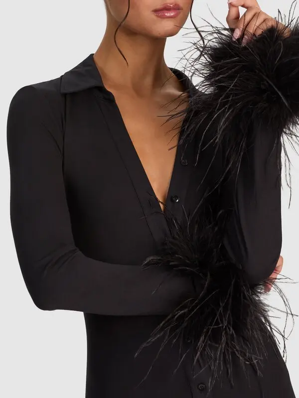 Alice + Olivia Freya Feather Button Down Dress