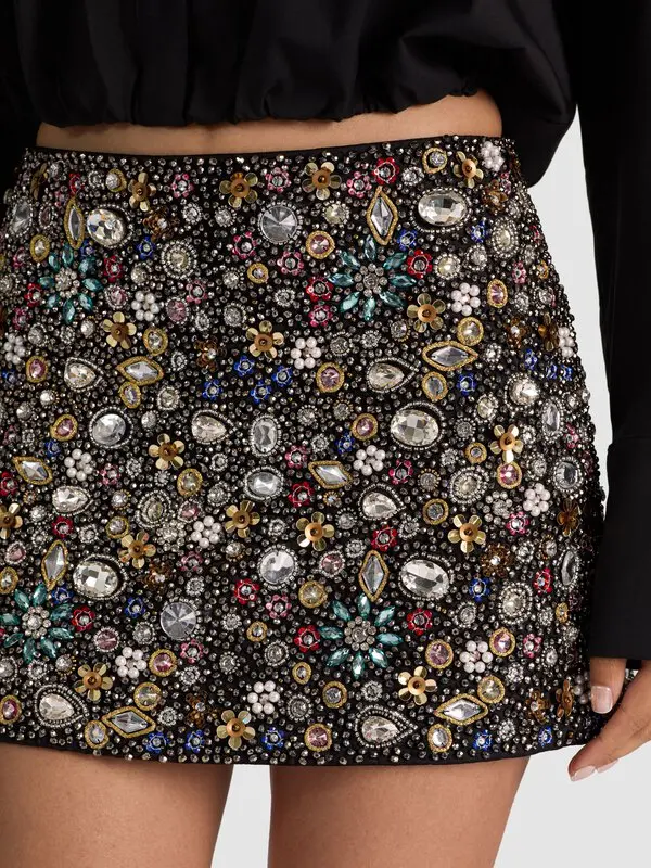 Alice + Olivia Rubi Embellished Mini Skirt - Black/multi
