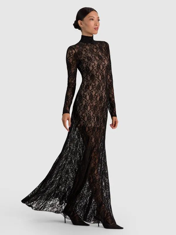 Alice + Olivia Delora Lace Maxi Dress With Train