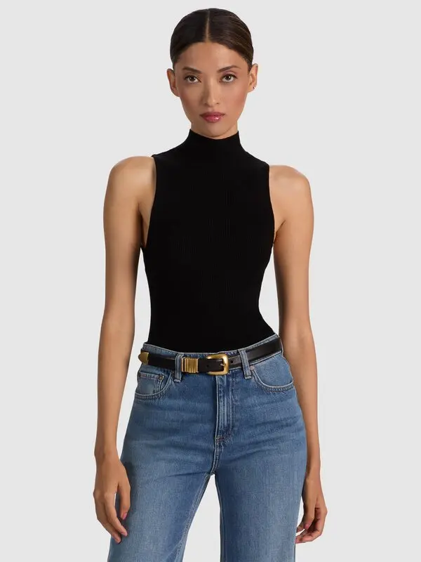 Alice + Olivia Darcey Wool Sleeveless Turtleneck - Black