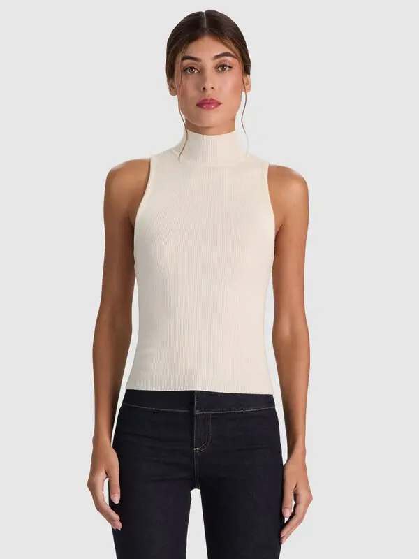 Alice + Olivia Darcey Wool Sleeveless Turtleneck - Ecru