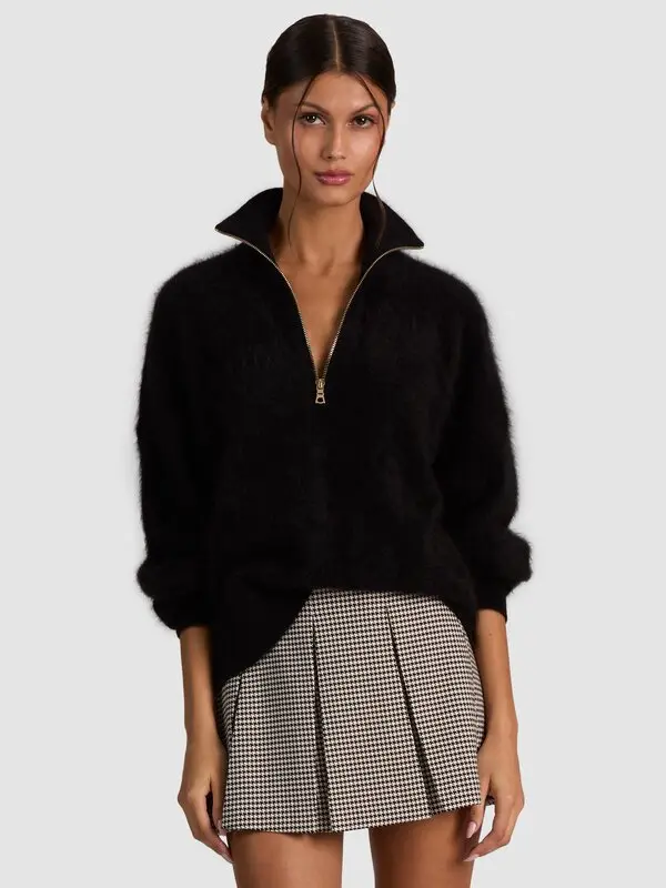 Alice + Olivia Toby Cashmere Quarter Zip - Black