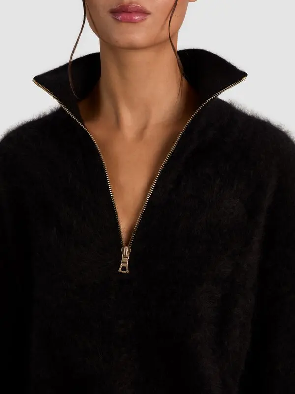 Alice + Olivia Toby Cashmere Quarter Zip - Black
