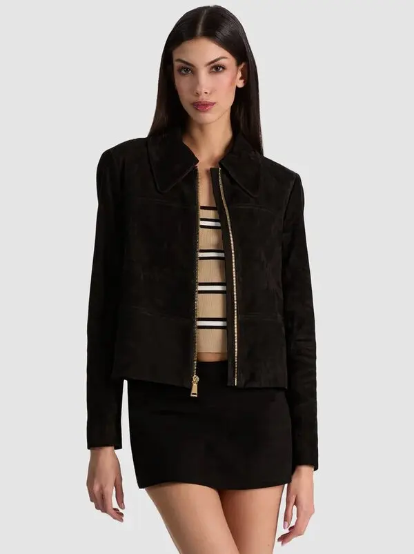 Alice + Olivia Logan Suede Short Coat