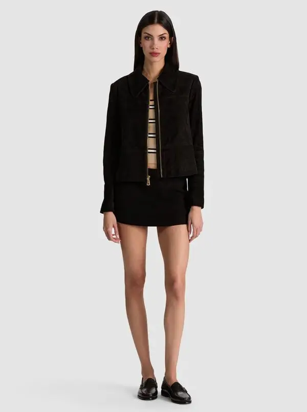 Alice + Olivia Logan Suede Short Coat