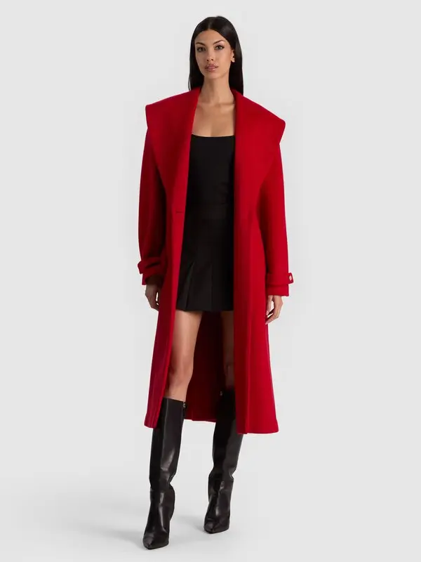 Alice + Olivia Drew Oversized Shawl Collar Maxi Coat