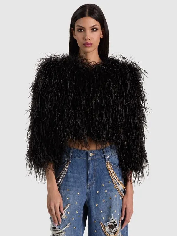 Alice + Olivia Kidman Feathered Jacket