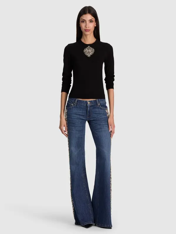 Alice + Olivia Porla Embellished Collared Sweater