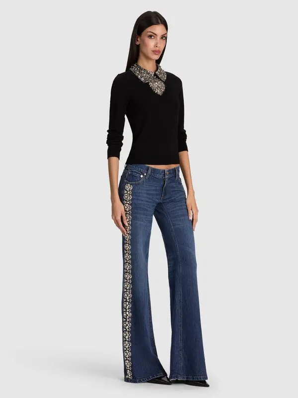 Alice + Olivia Porla Embellished Collared Sweater