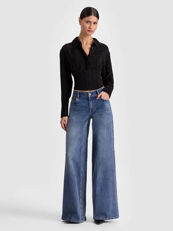 Alice + Olivia Edie Seamed Corset Button Down