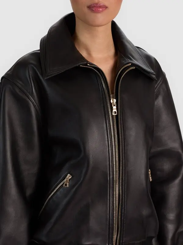 Alice + Olivia Collins Double Layer Leather Jacket