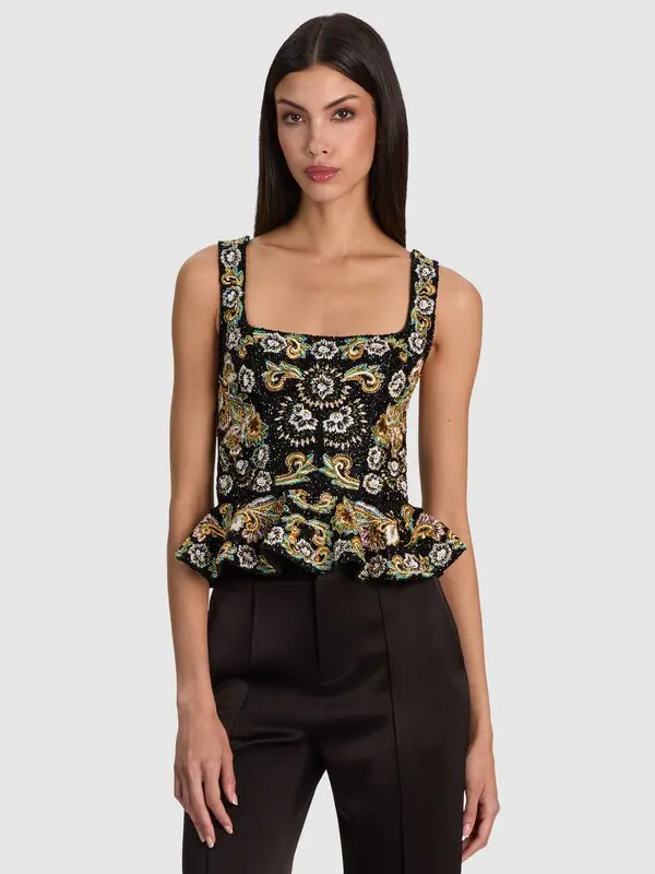 Alice + Olivia Lilianna Embellished Corset Top