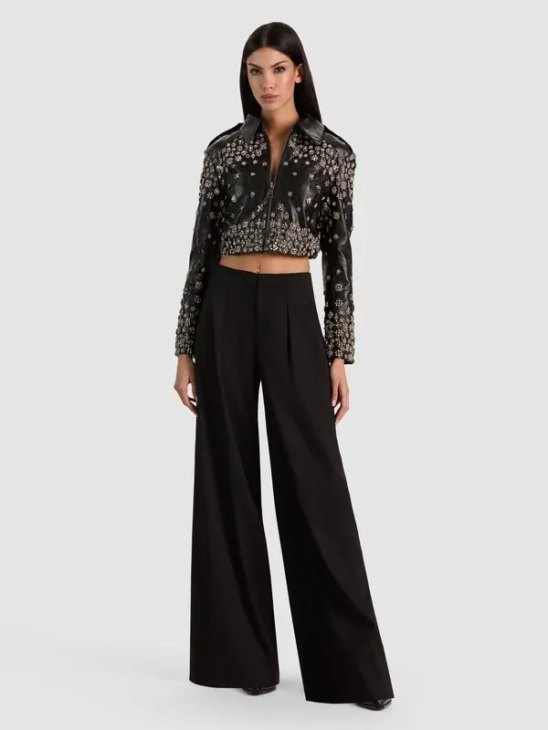 Alice + Olivia Hyde Embellished Vegan Leather Jacket