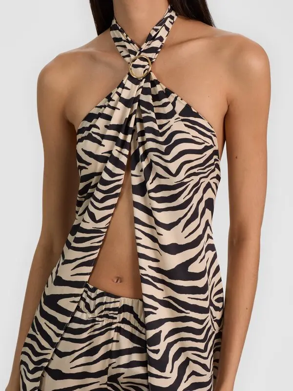Alice + Olivia Selena Halter Hardware Open Maxi Top