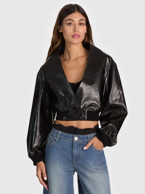 Alice + Olivia Sylvia High Neck Wrap Jacket