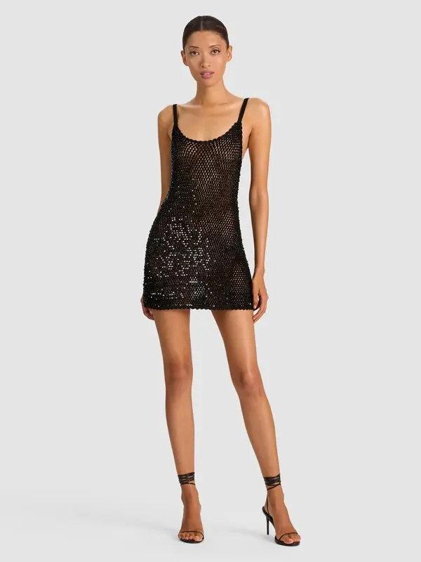 Alice + Olivia Gioia Sequin Crochet Mini Dress