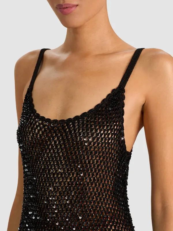 Alice + Olivia Gioia Sequin Crochet Mini Dress