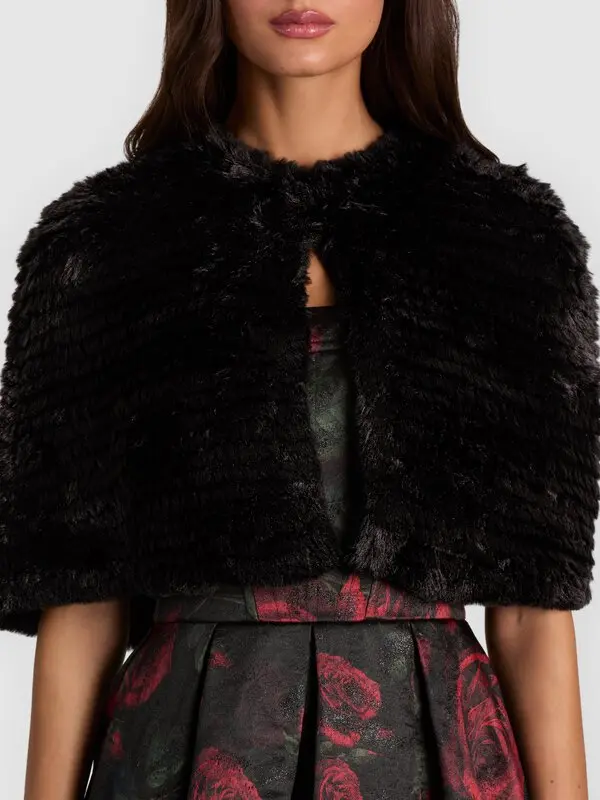 Alice + Olivia Deirdre Faux Fur Capelet