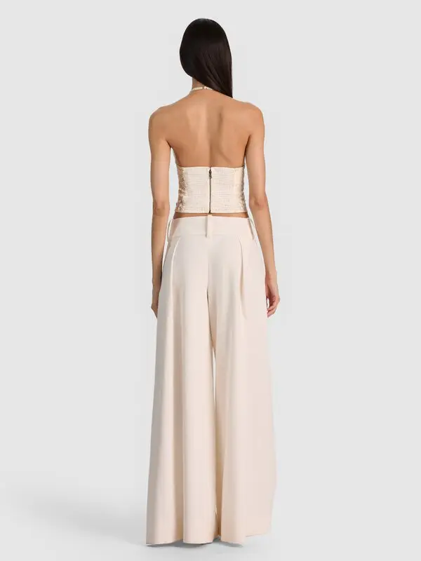 Alice + Olivia Gatz Embellished Halter Cropped Top