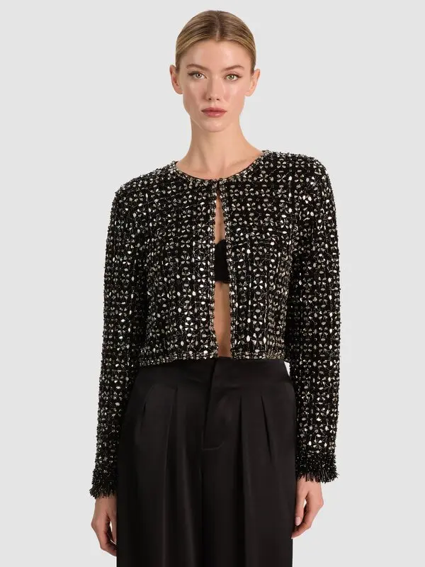 Alice + Olivia Kidman Embellished Cropped Jacket