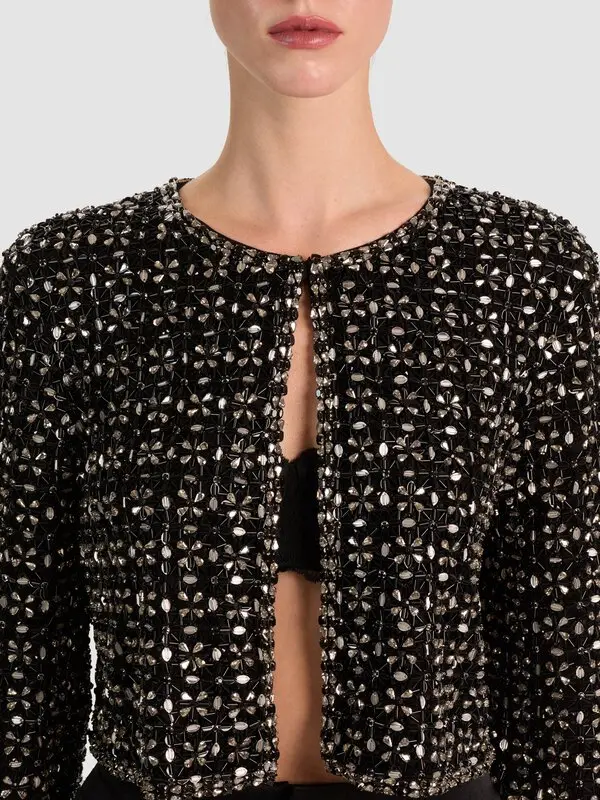 Alice + Olivia Kidman Embellished Cropped Jacket