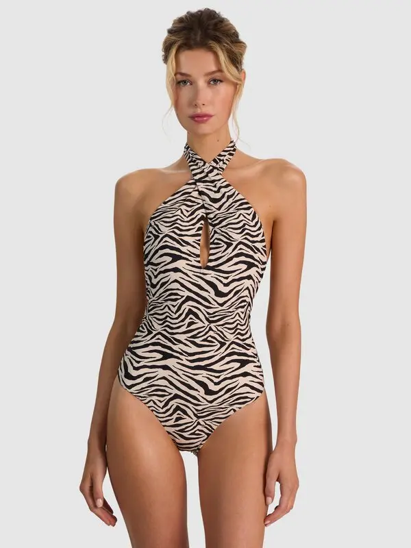 Alice + Olivia A+o X Pq Swim Delilah Cross Front One-piece - Zebra
