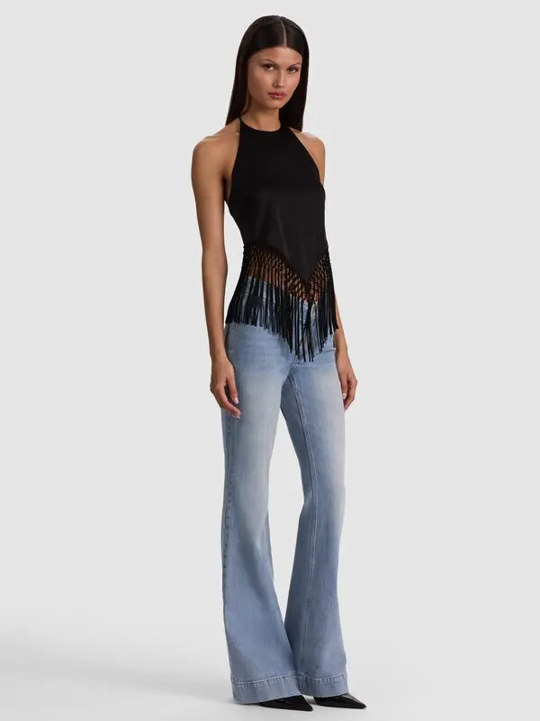 Alice + Olivia Greta Handkerchief Fringe Top