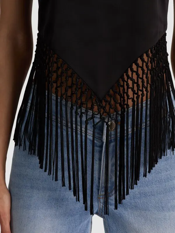 Alice + Olivia Greta Handkerchief Fringe Top