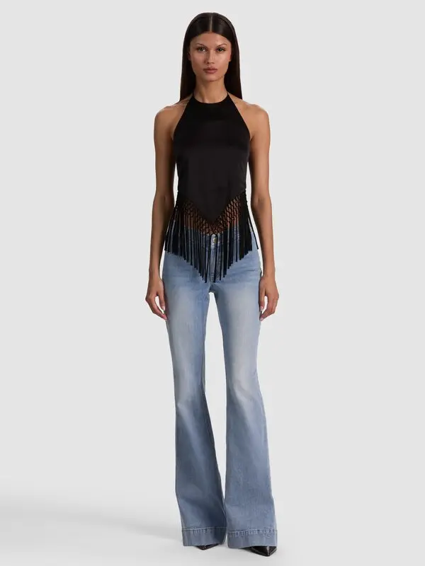 Alice + Olivia Greta Handkerchief Fringe Top