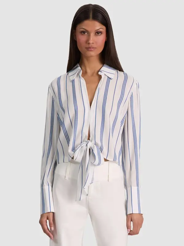 Alice + Olivia Hannon Tie Front Blouse