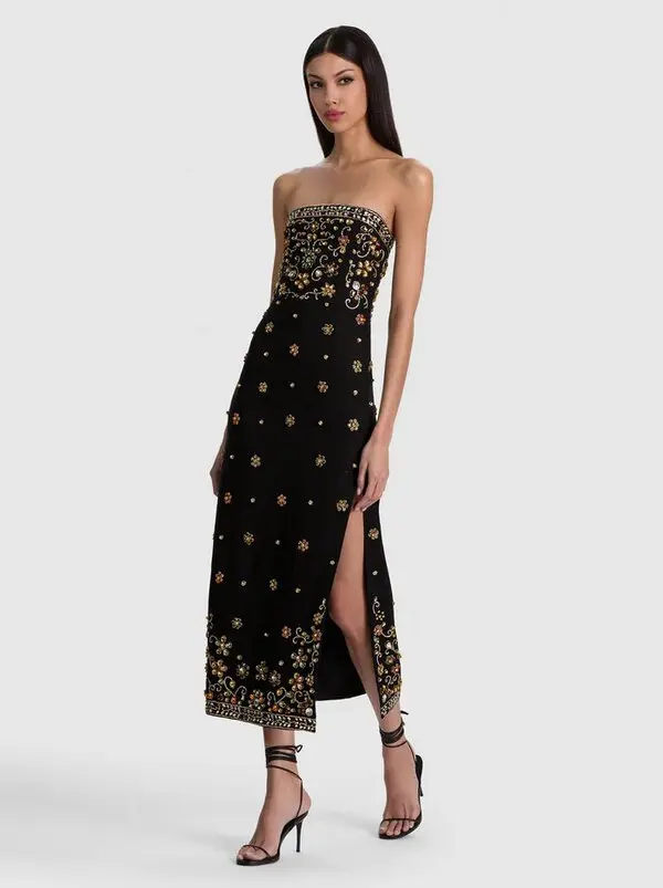 Alice + Olivia Nina Embellished Midi Dress