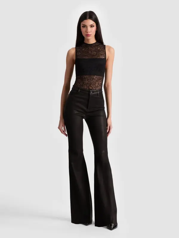 Alice + Olivia Brent Leather Bell Pant