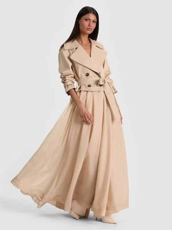Alice + Olivia Nevada Sheer Combo Trench Coat