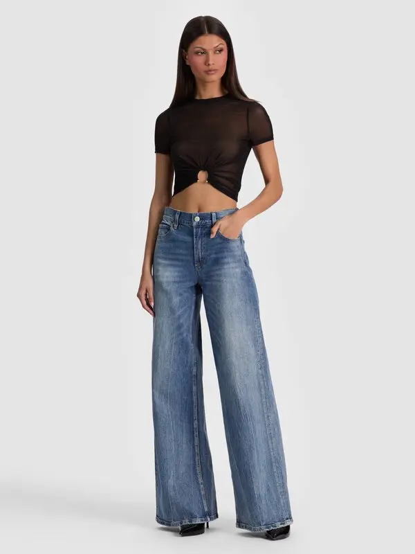 Alice + Olivia Courtney Ruched Front Tee