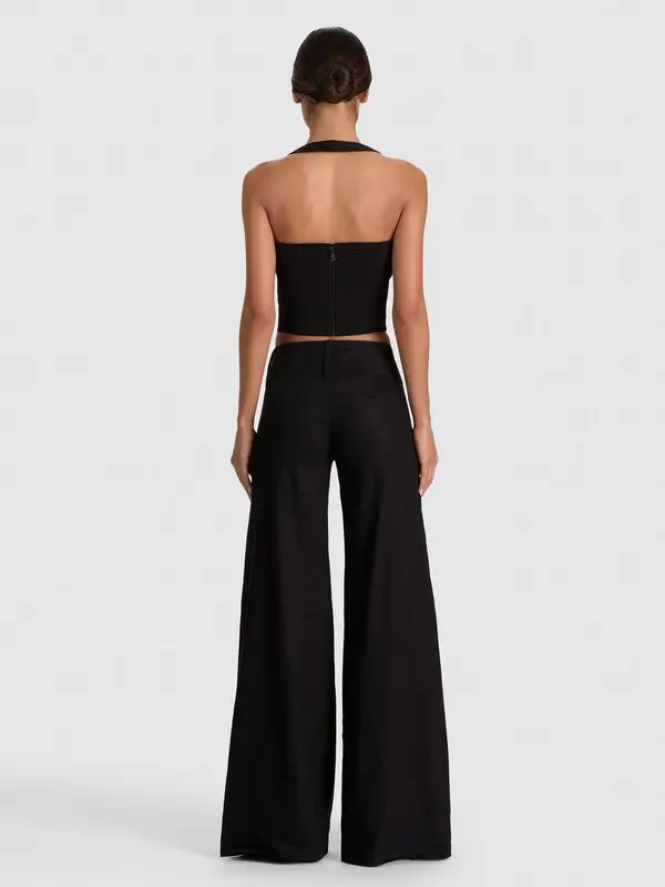 Alice + Olivia Fiona Halter Cropped Top