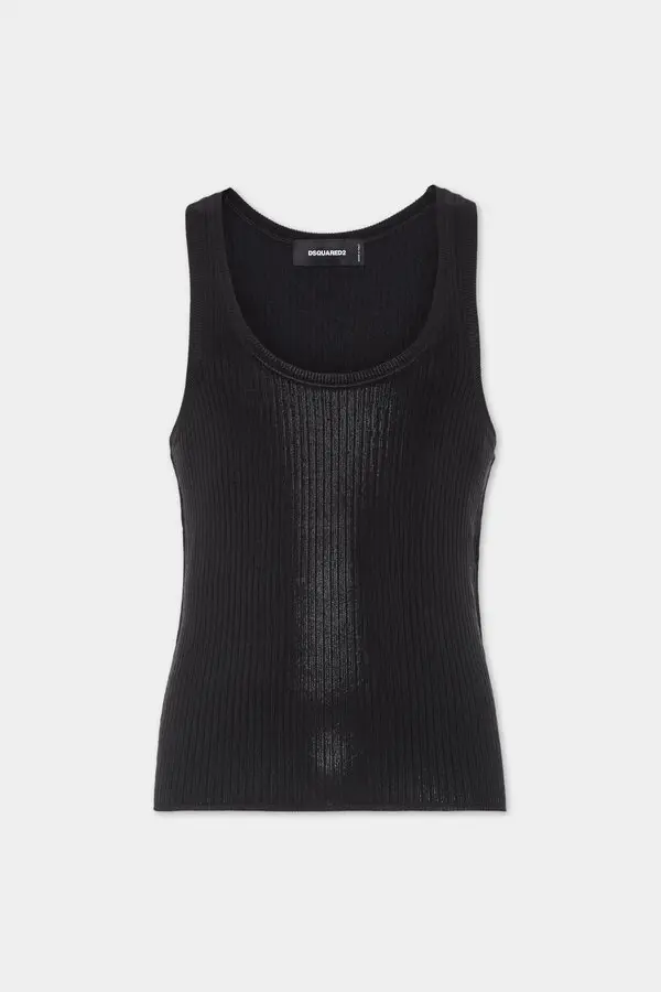 Dsquared2 Coated Ribbed Knit Top