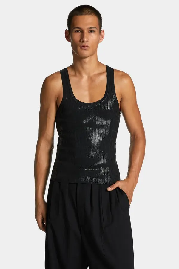 Dsquared2 Coated Ribbed Knit Top