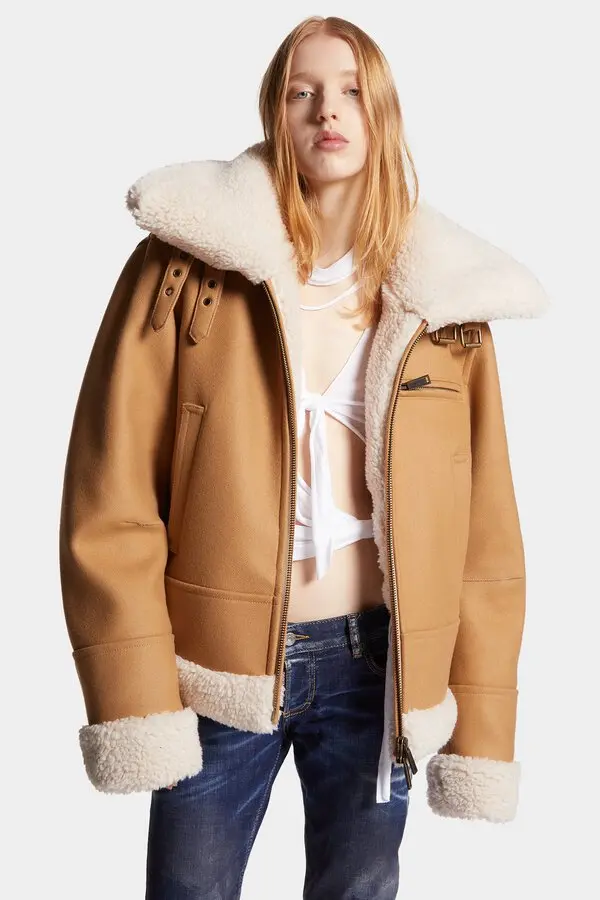 Dsquared2 Stretch Felt Wool Easy Aviator Jacket