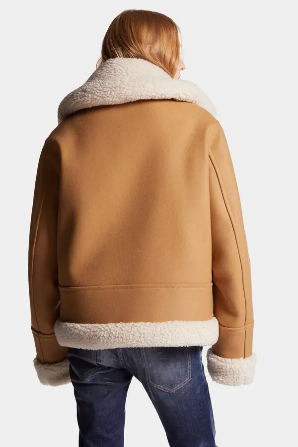 Dsquared2 Stretch Felt Wool Easy Aviator Jacket