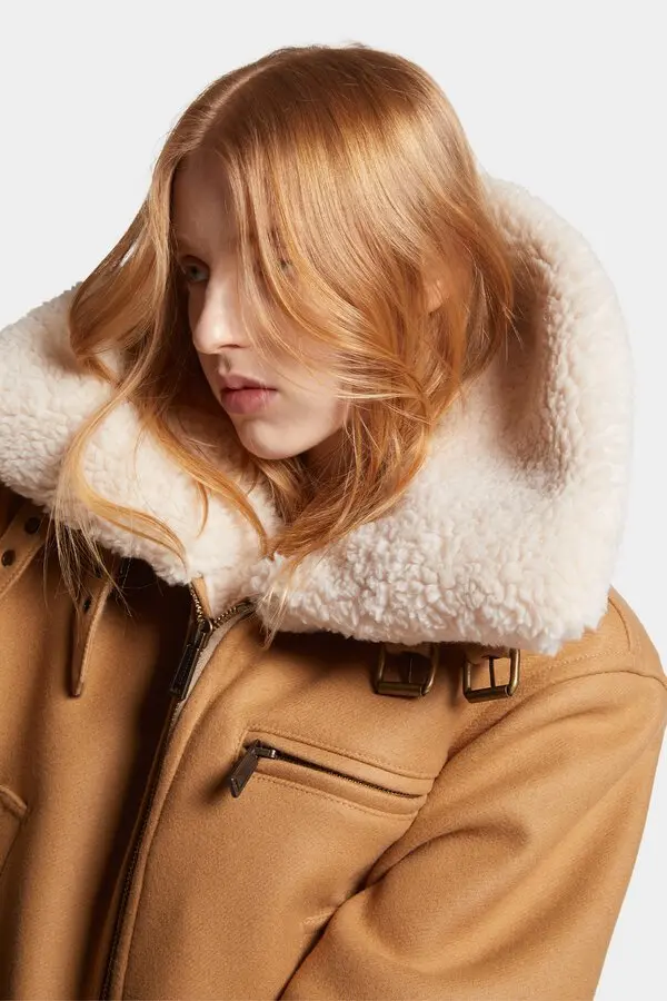 Dsquared2 Stretch Felt Wool Easy Aviator Jacket