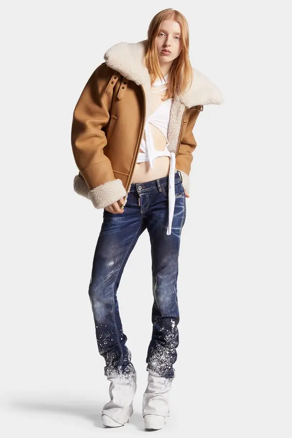 Dsquared2 Stretch Felt Wool Easy Aviator Jacket
