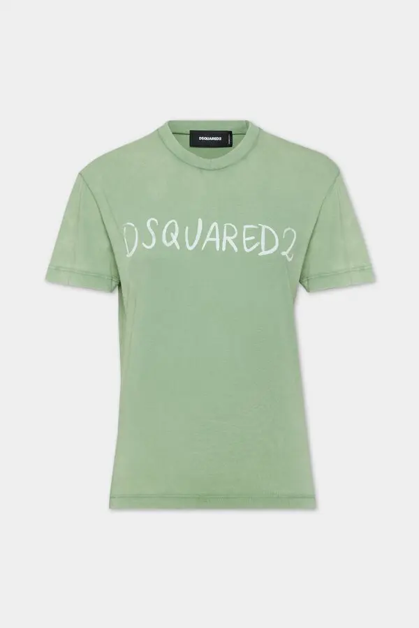Dsquared2 White Fade Just Right Fit Handwritten Logo T-shirt