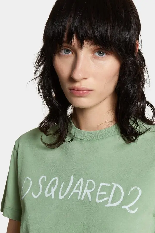 Dsquared2 White Fade Just Right Fit Handwritten Logo T-shirt