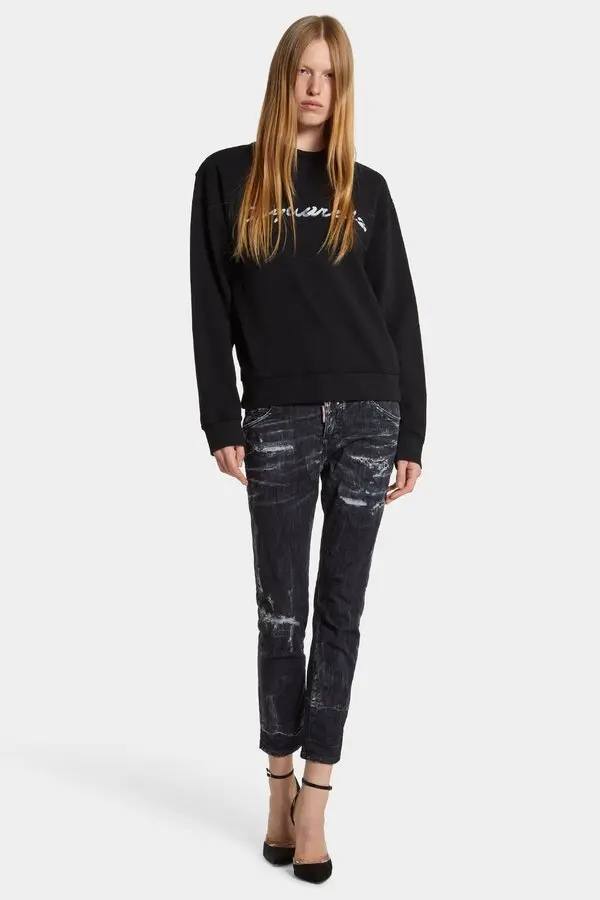 Dsquared2 Dyed Just Right Fit Doodle Sweatshirt - Black