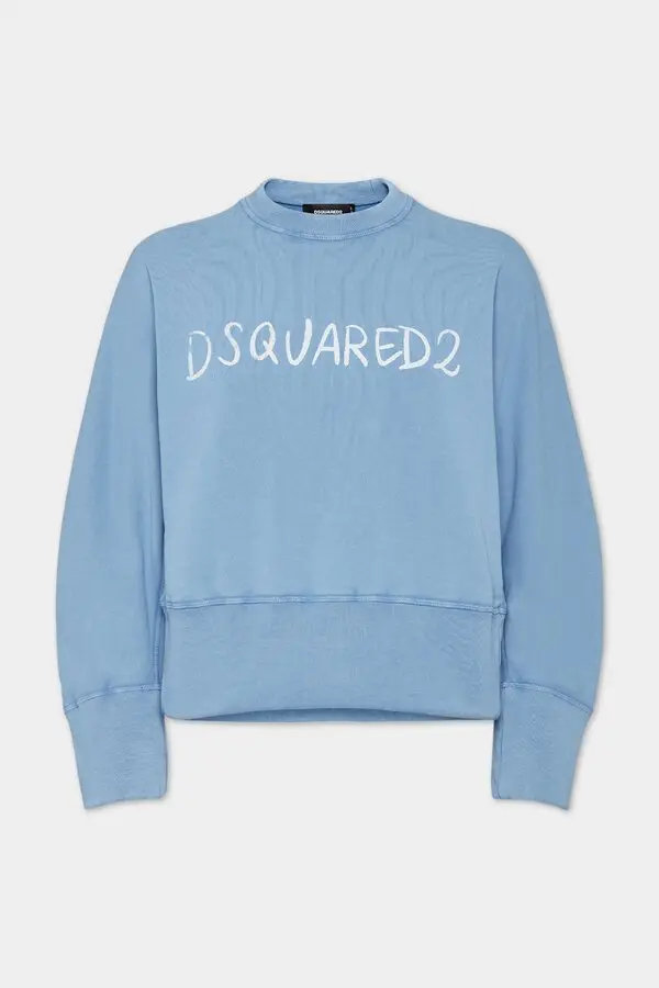 Dsquared2 White Fade Dean Fit Handwritten Logo Sweatshirt